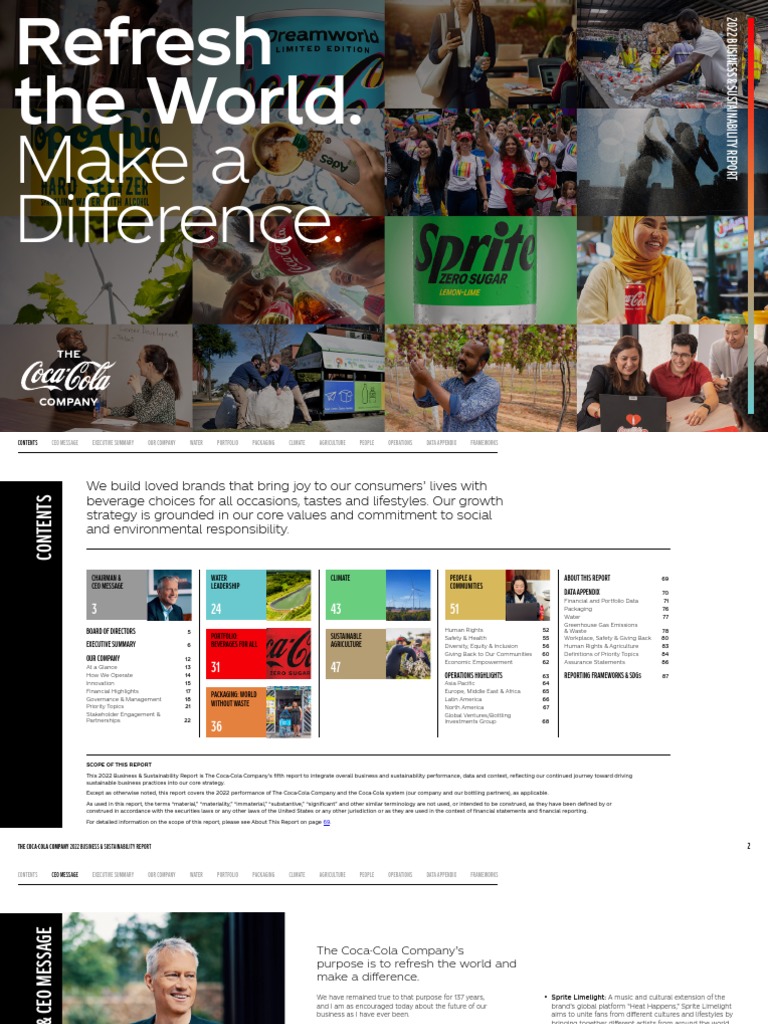 Coca Cola Business and Sustainability Report 2022 | PDF ...