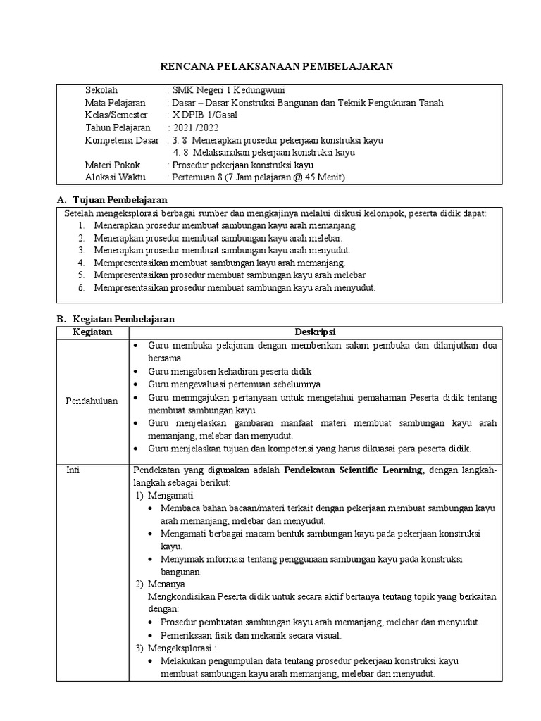Rencana Pelaksanaan Pembelajaran | PDF