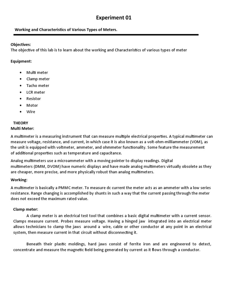 Experiment 01 Download Free Pdf Electrical Impedance Electrical