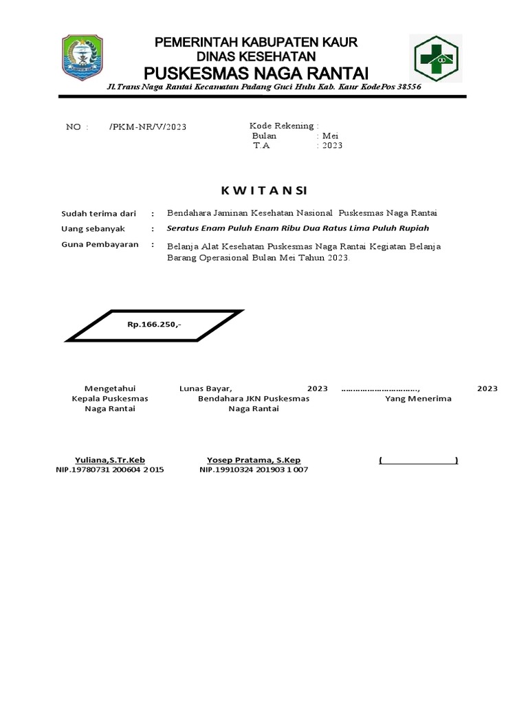 Kwitansi Spuit Dokter Gigi | PDF