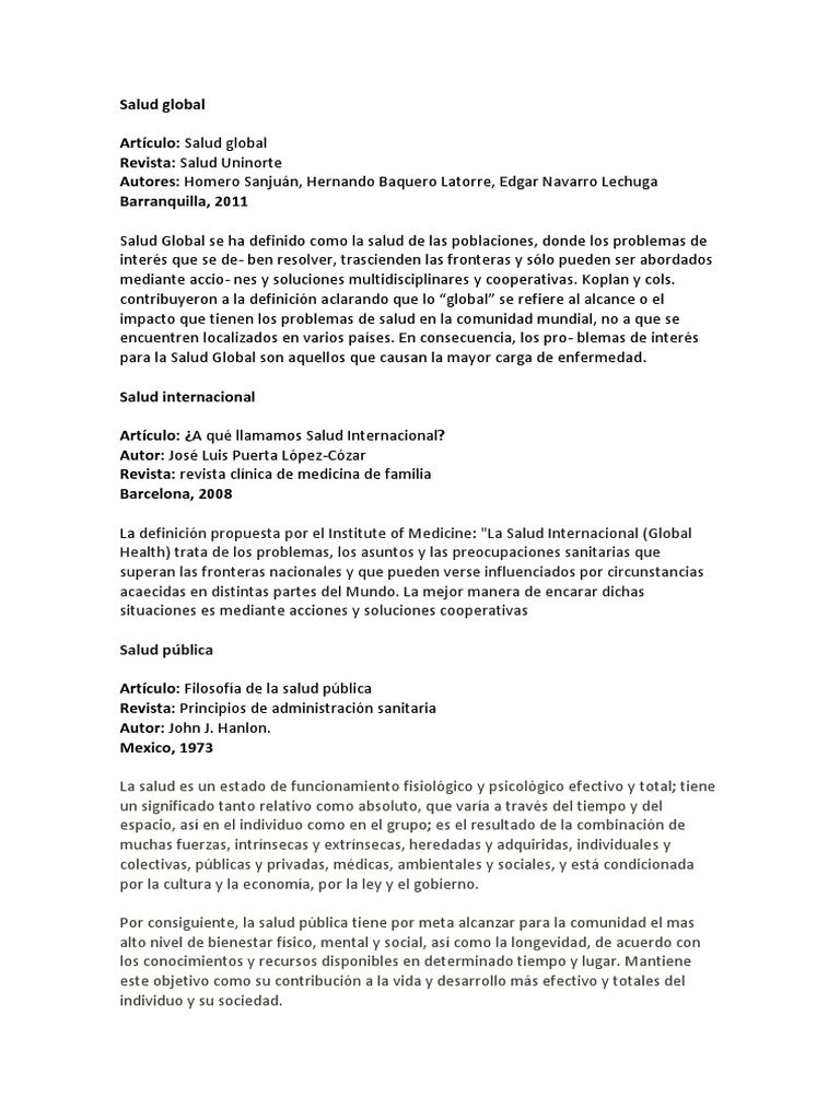 Salud Global | PDF | Ciencias sociales | Salud y bienestar