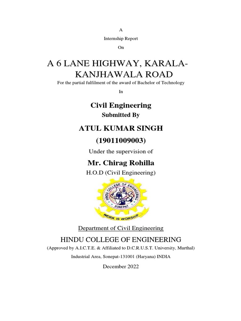 Atul's Internship Report | PDF | Asphalt | Materials