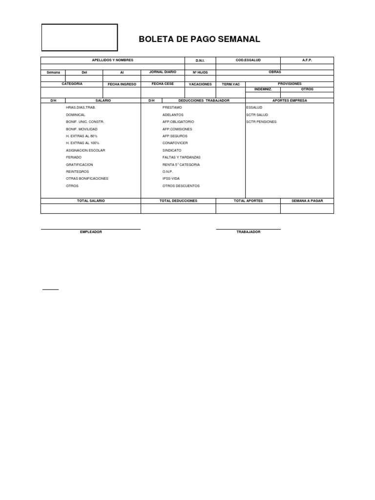 Formato Boleta de Pago | PDF
