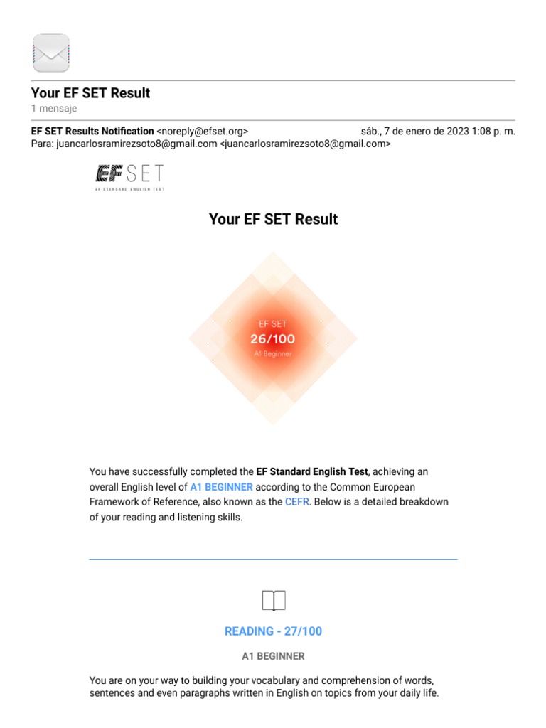 Unified Email - Your EF SET Result | PDF