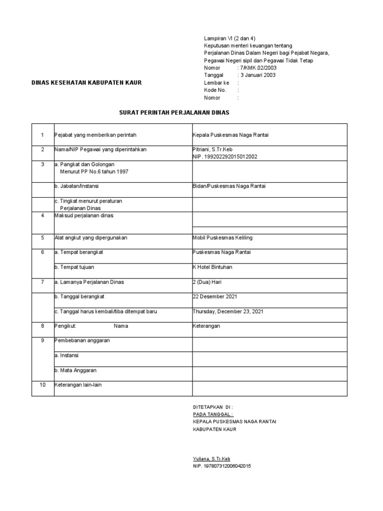 Contoh SPPD Monev Lab | PDF