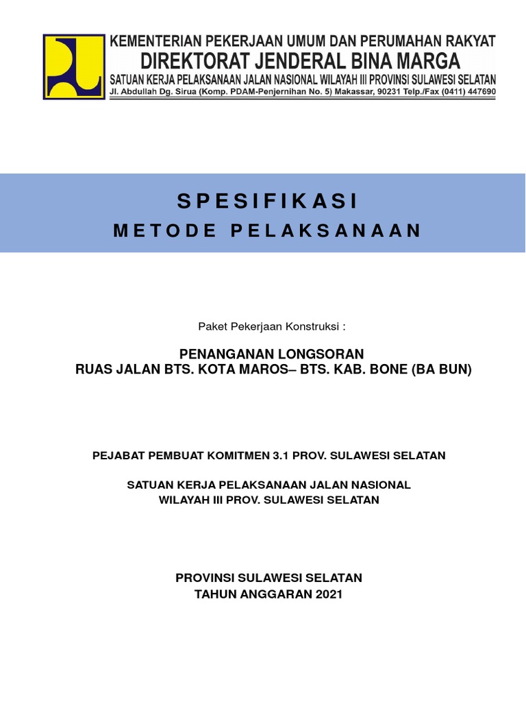 Metode Penanganan Longsoran Jalan Maros-Bone | PDF