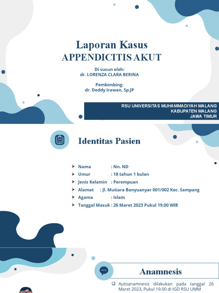 Laporan Kasus - Appendicitis Akut | PDF