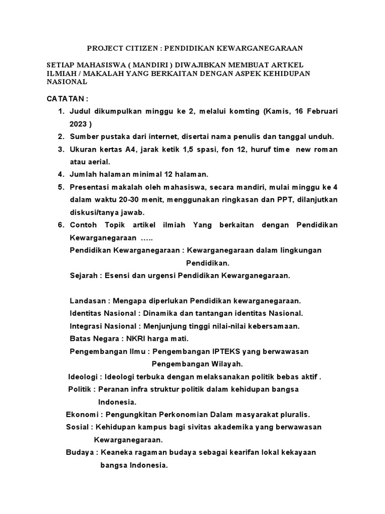 Tugas Mandiri Pendidikan Kewarganegaraan | PDF