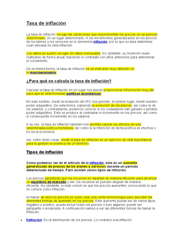Tasa de inflación | PDF