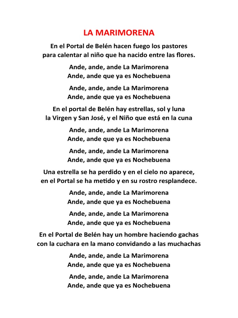 La Marimorena: Villancico Navideño | PDF
