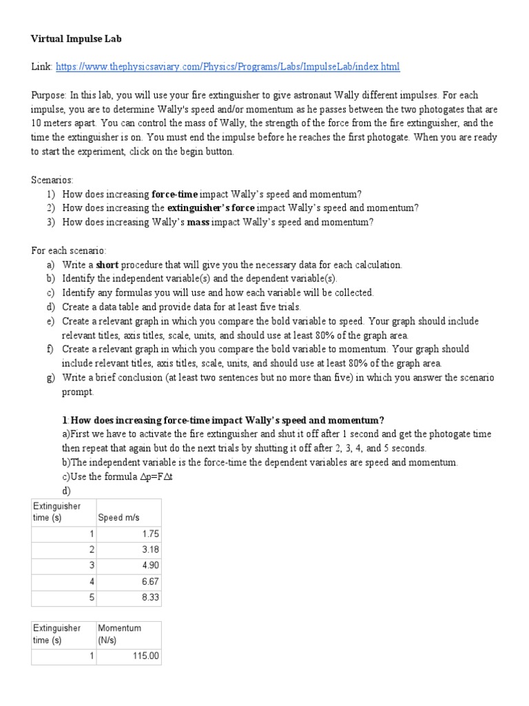 Virtual Impulse Lab | PDF | Momentum | Force