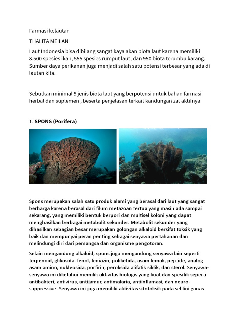 Biota Laut Farmasi Kelautan | PDF