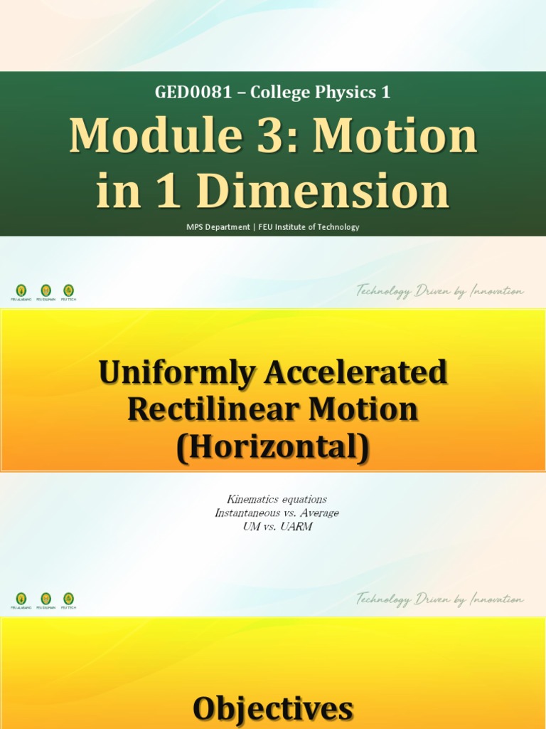 MTPPT3 Motion in 1 Dimension | PDF | Velocity | Speed
