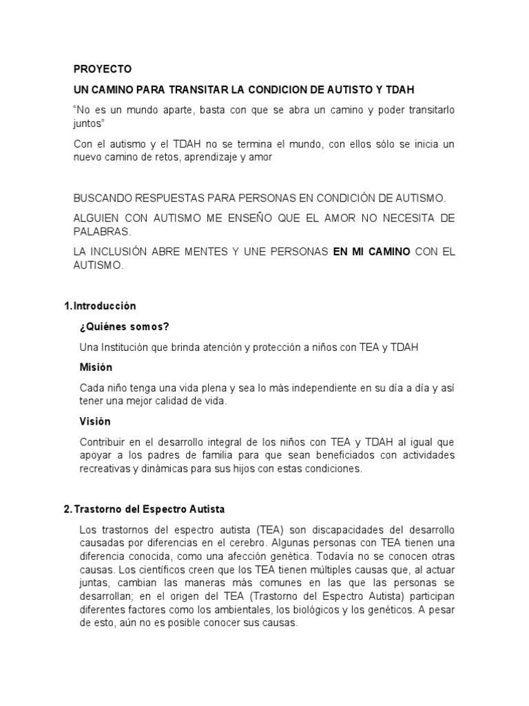 Proyecto Piloto Tea Tdah | PDF | Espectro autista | Desorden hiperactivo y deficit de atencion
