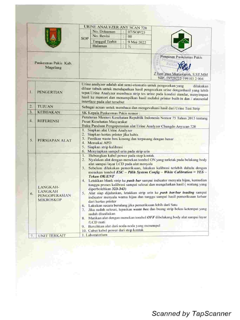 SOP Alkes PKM Pakis 2022 | PDF