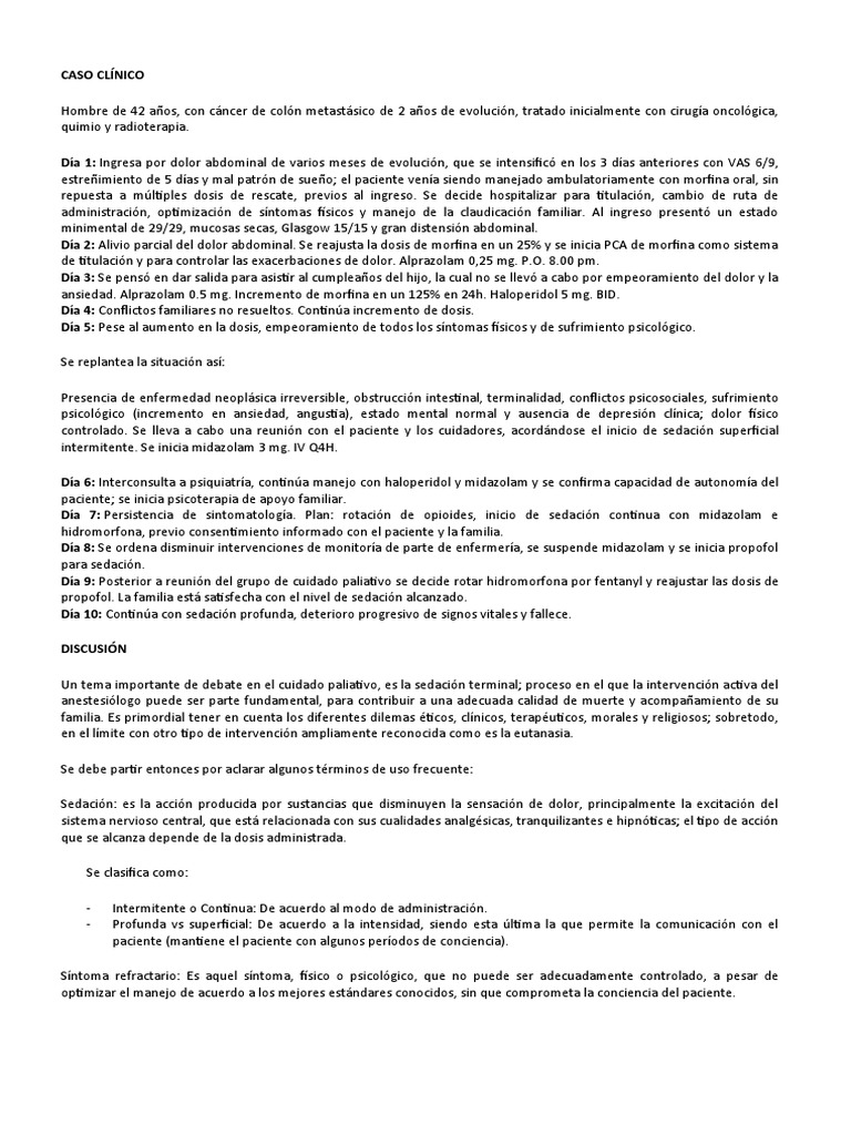Sedación Paliativa en Cáncer Terminal | PDF | Cuidados paliativos ...