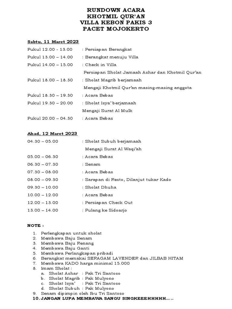 Rundown Acara | PDF