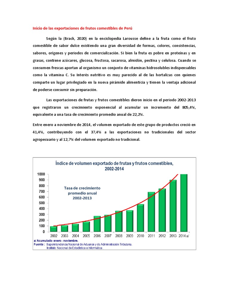 Frutas Que Exporta El Peru | PDF | Perú | Fruta