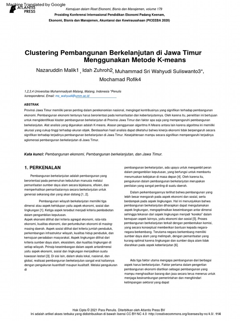 TRANS-Sustainable Development Clustering in East Java Using The K-Means Method | PDF