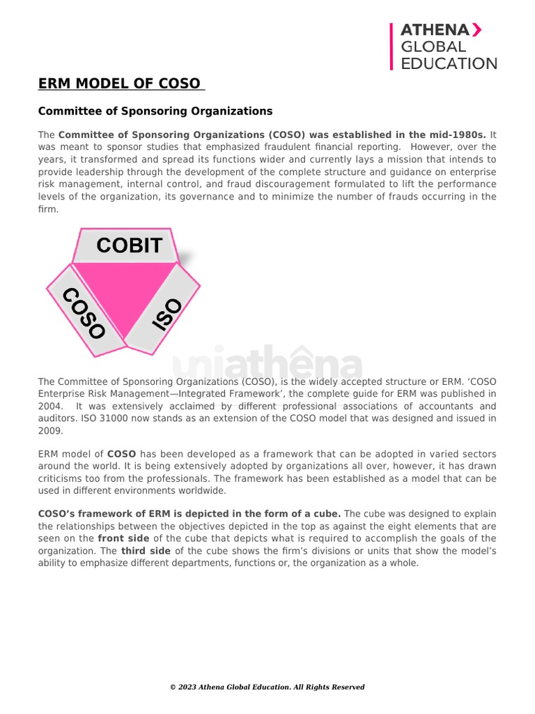 ERM Model of COSO | Download Free PDF | Risk | Business