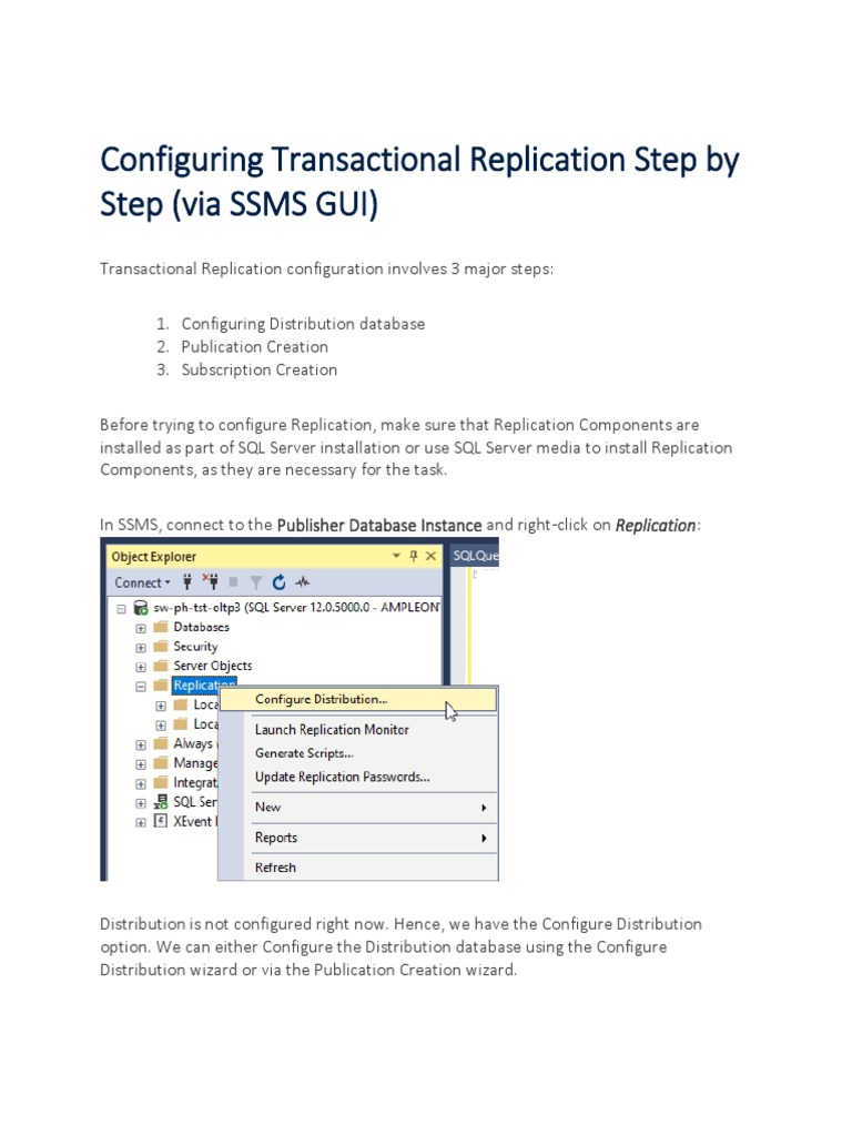 Configuring Transactional Replication Step By Step Pdf Databases 8337