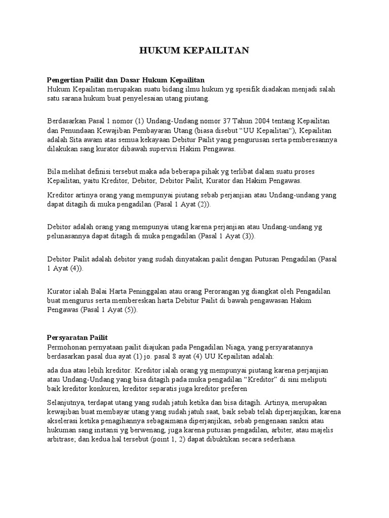 HUKUM KEPAILITAN | PDF