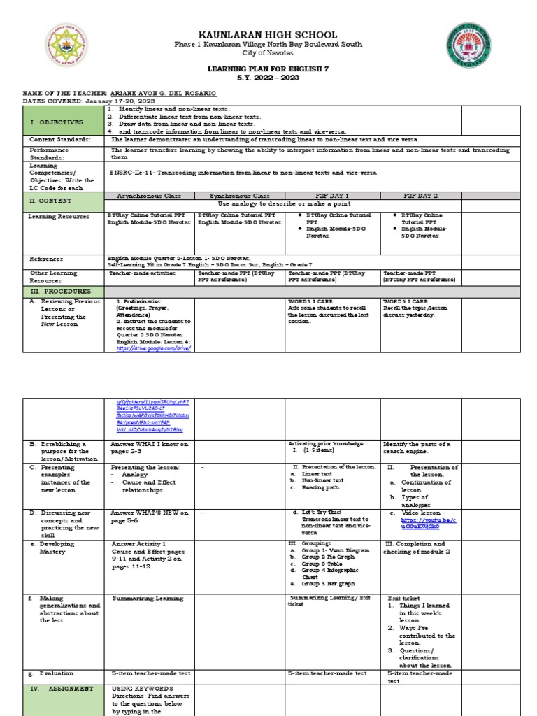 DLL 2ND QUARTER - Transcoding Linear To Non Linear Text | PDF ...