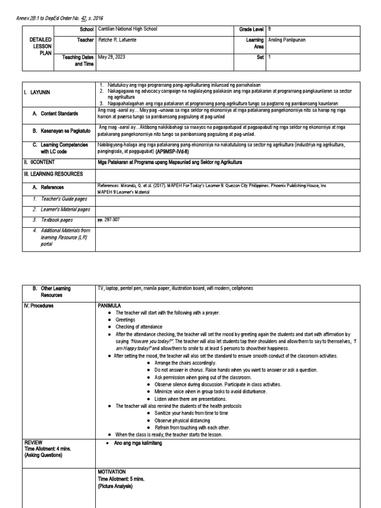 Detailed Lesson Plan For Demo | PDF | Cebu | Teachers