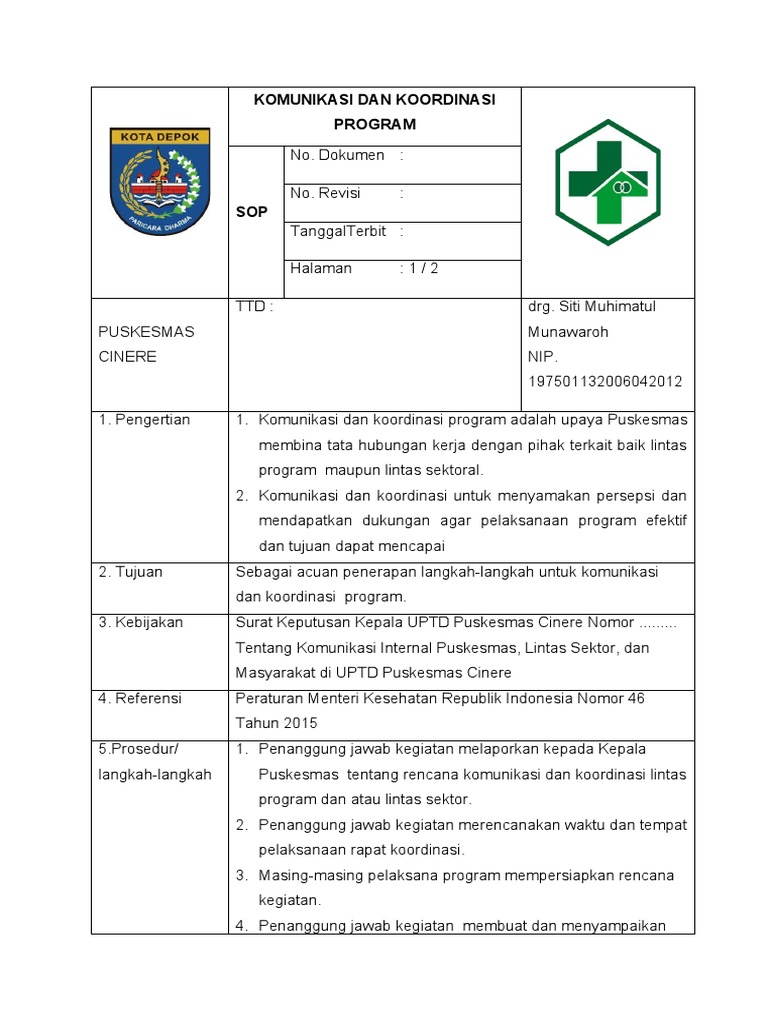 Komunikasi Dan Koordinasi Program | PDF Komunikasi Dan Koordinasi Program | PDF