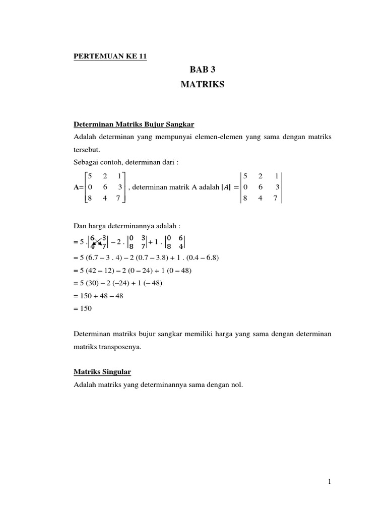 Determinan Dan Invers Matriks | PDF