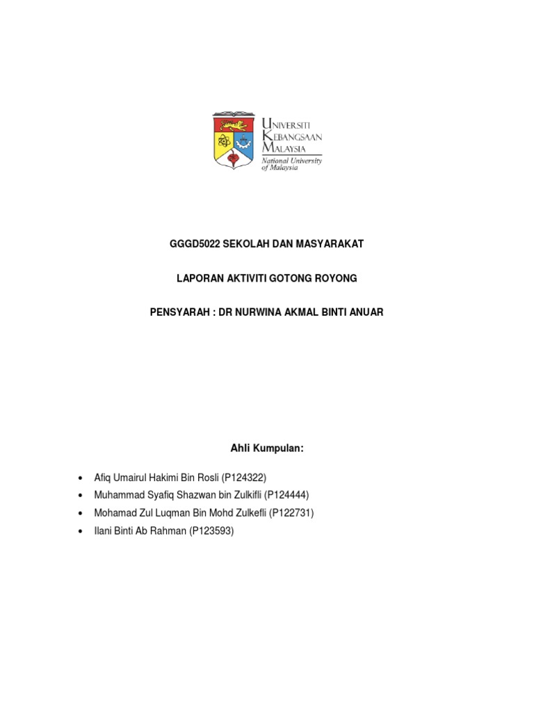 Laporan Aktiviti Gotong Royong | PDF | Ilmu Sosial | Kesehatan Holistik