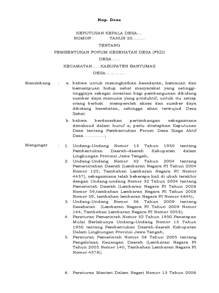 CONTOH DRAFT SK FKD Desa | PDF