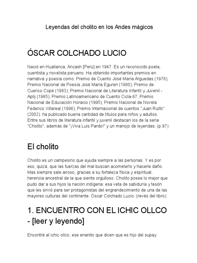 310100558-Leyendas-Del-Cholito-en-Los-Andes-Magicos | PDF