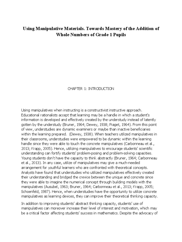 Using Manipulative Materials | PDF | Neuroscience | Teaching