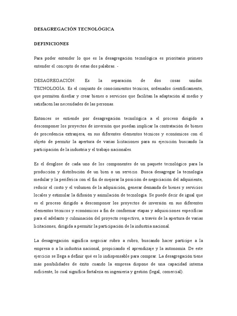 Desagregación Tecnológica | PDF | Inversiones | Ecuador