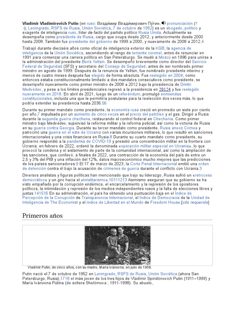 Biografía de Vladimir Putin | PDF | Rusia | Política mundial