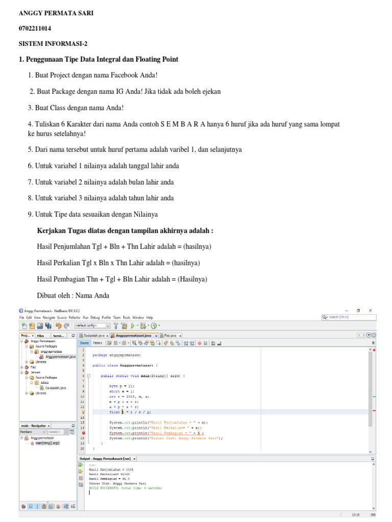 Tugas Pemrograman Tipe Data dan Variabel | PDF