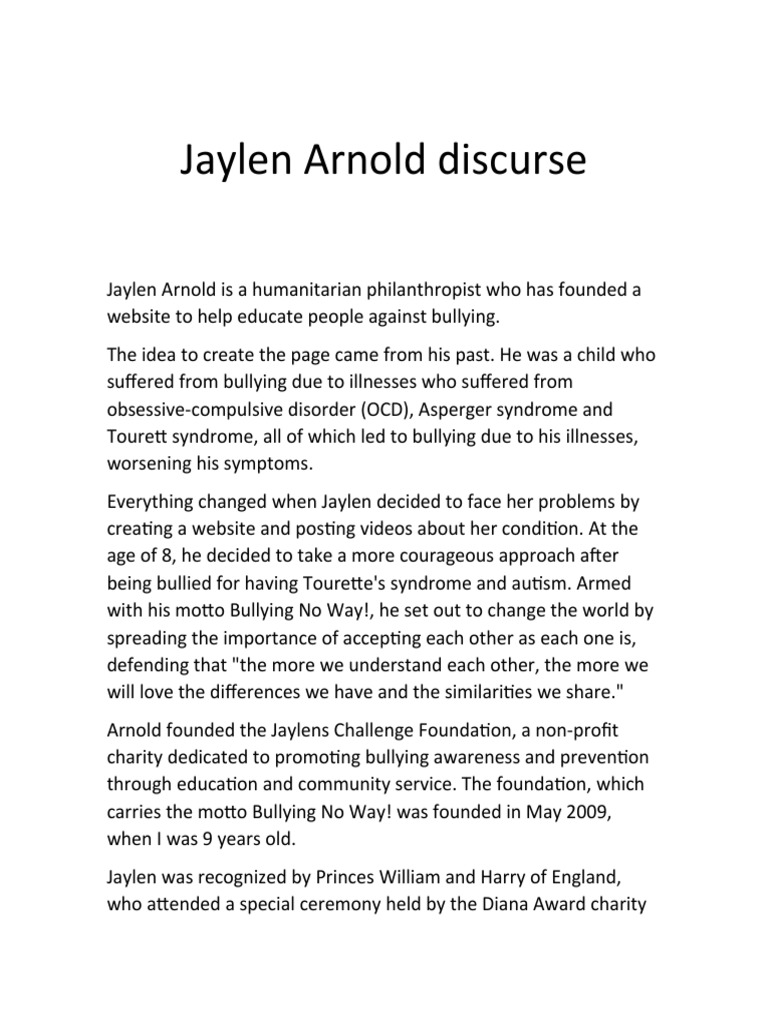 Jaylen Arnold Discurse | PDF | Wellness