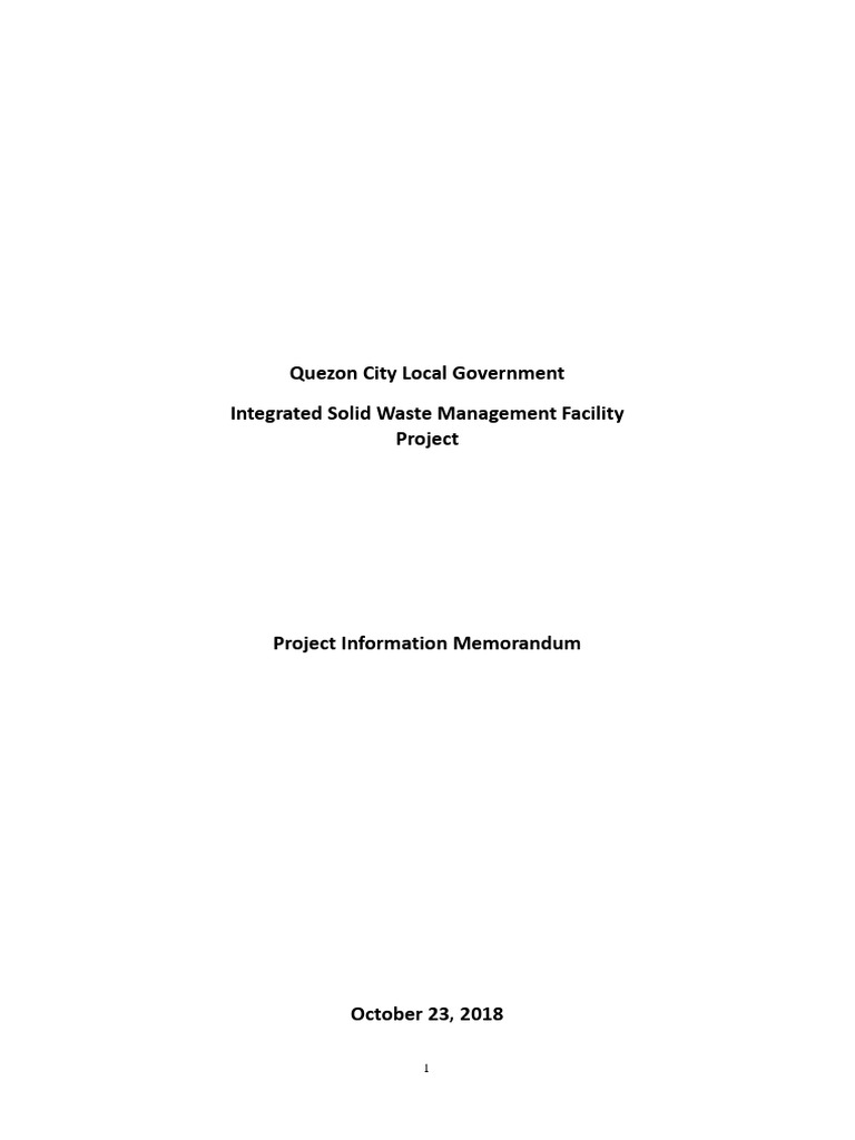 PPPC - PROJ - QC Intgrated Proj Info Memo | PDF | Municipal Solid Waste ... PPPC - PROJ - QC Intgrated Proj Info Memo | PDF | Municipal Solid Waste ...