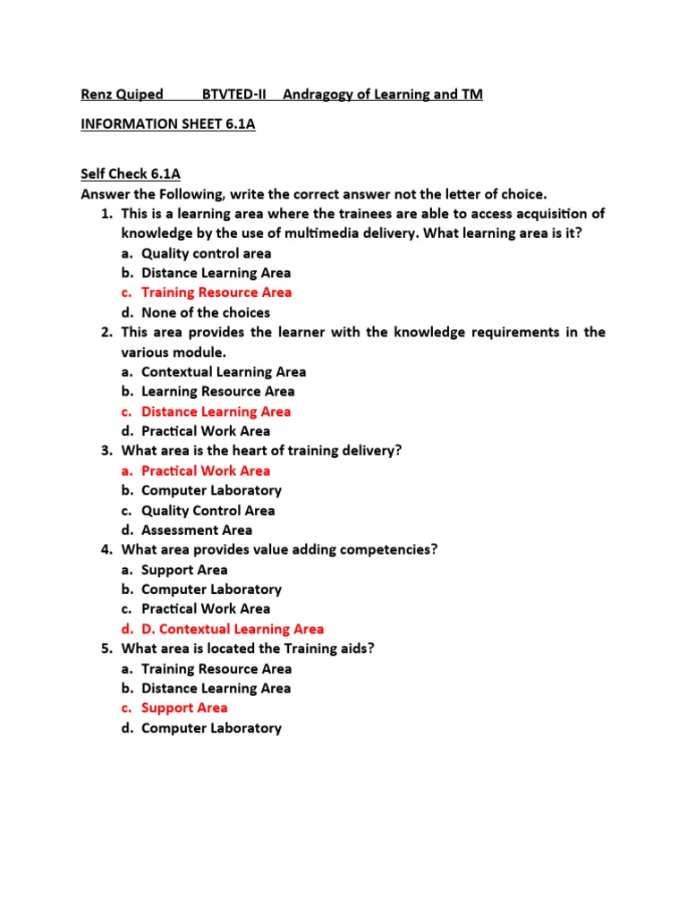 Answer For Andragogy of Learning and TM | PDF