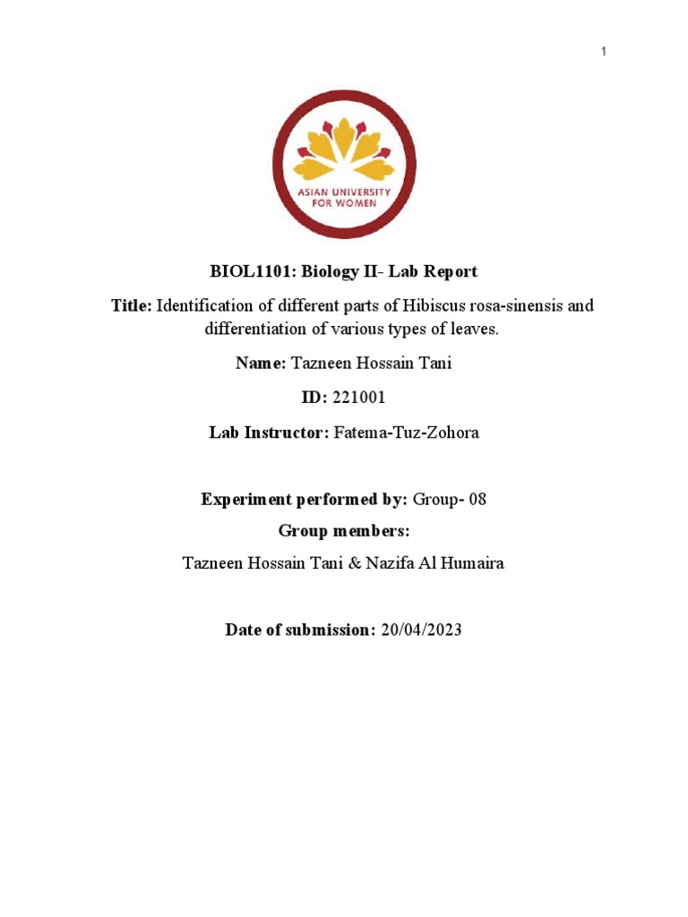 A Lab Report On Flower Dissection. | PDF