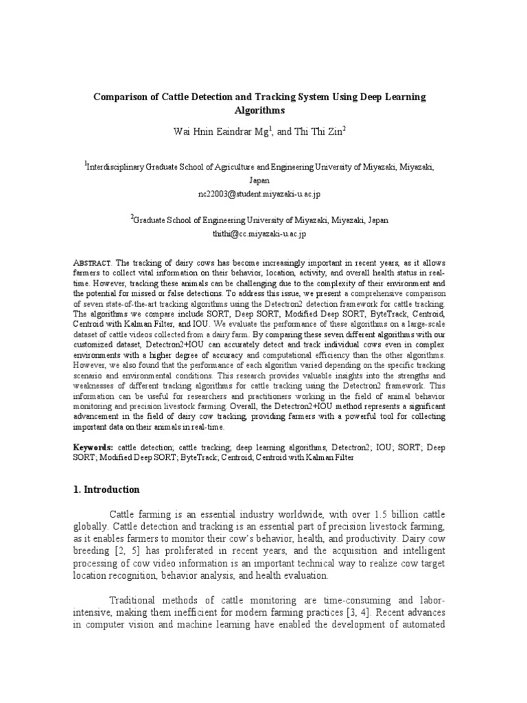 Cattle Tracking with Detectron2 Algorithms | PDF | Computer Vision ...