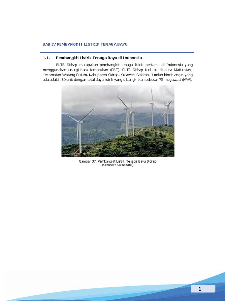 Pertemuan 4 PTL - Bab IV Pembangkit Listrik Tenaga Bayu | PDF