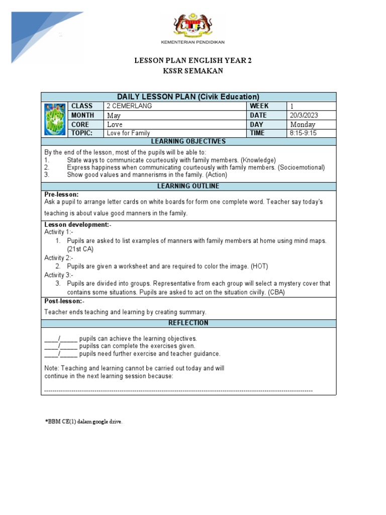 RPH BI THN 2 NEW 11 - Civic Education | PDF