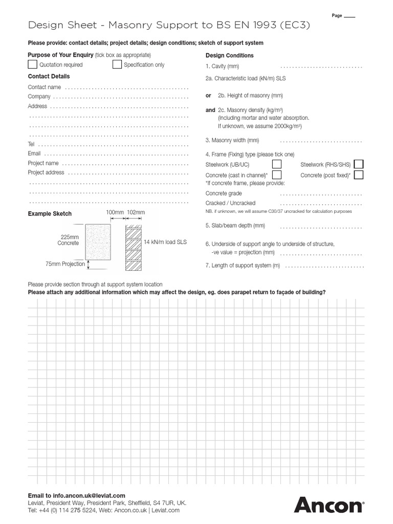 Ancon Masonry Support Design Inquiry | PDF | Architectural Design ...