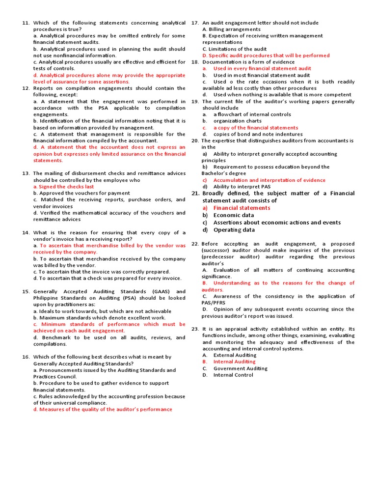 1st Quiz AUD THEORY | PDF | Audit | Financial Audit
