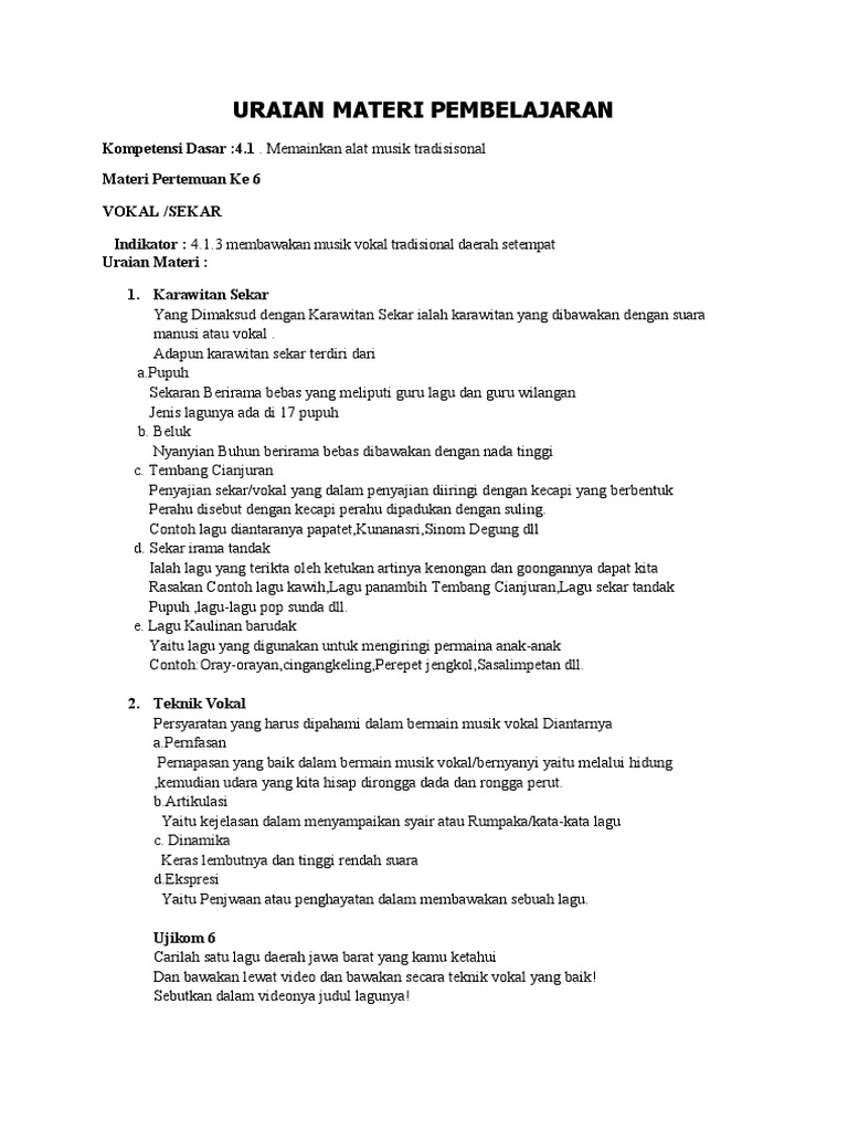 Bahan X Sem 1 Ke 6 | PDF