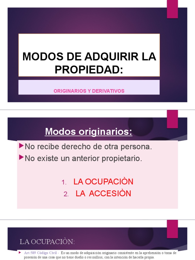 Modos de Adquirir La Propiedad | PDF | Propiedad | Derecho Civil ...