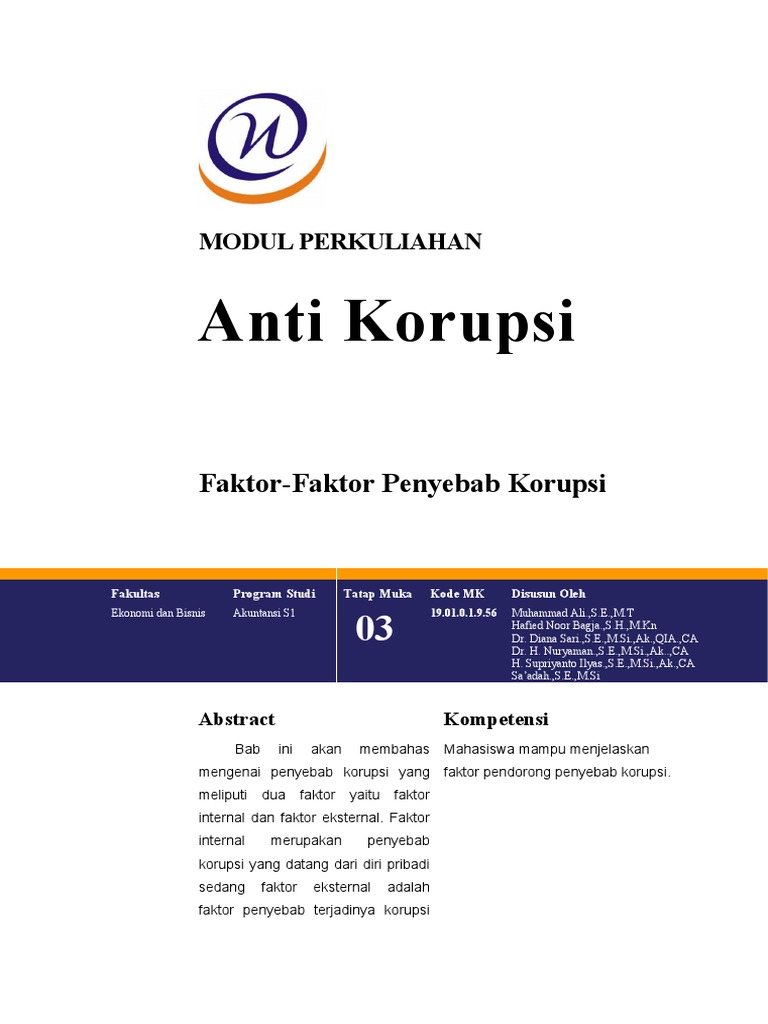 Modul 3. Faktor-Faktor Penyebab Korupsi | PDF