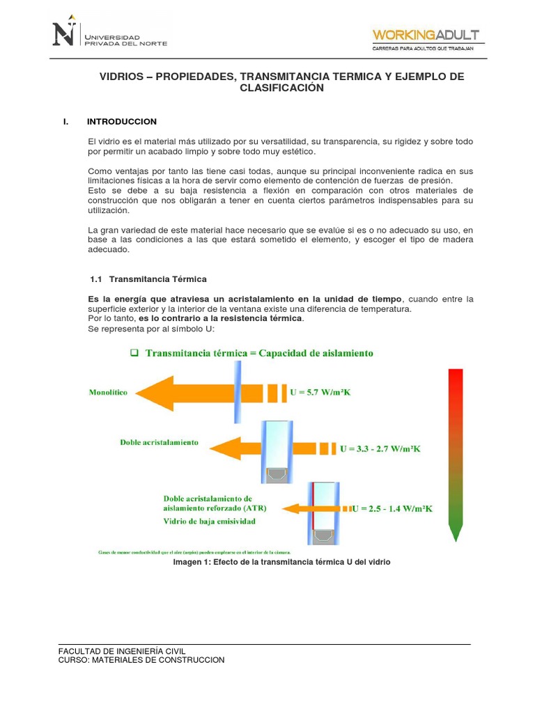 Vidrios - Propiedades, Transmitancia Termica, Calculo de Espesor y ...
